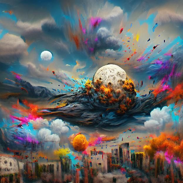 Exploding moon - AI Generated Artwork - NightCafe Creator
