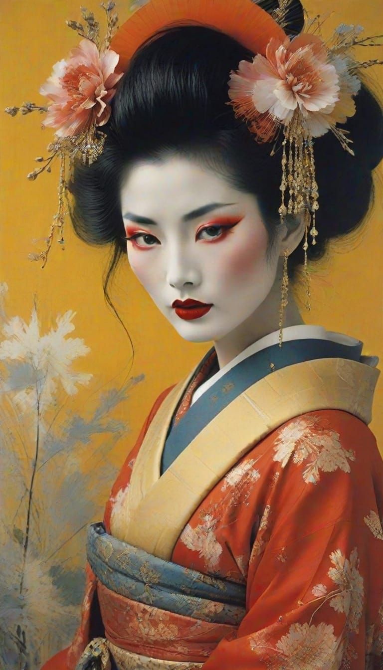 Geisha Lady (evolved image NW 0) - Elegant Geisha Portrait i...