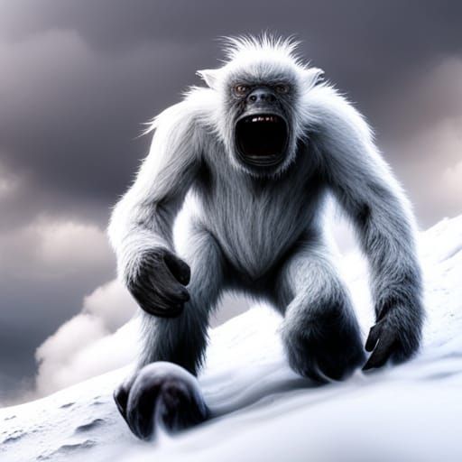 Ferocious Yeti, in the snow, 8k resolution, a masterpiece, 35mm ...