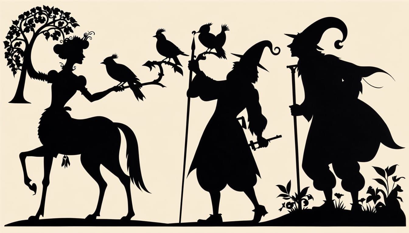 Silhouette Animation of Jester and Laughing Bird i... - AI Art