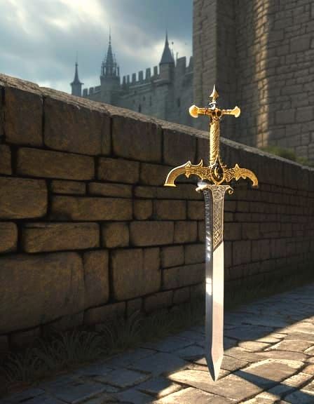 Medieval Sword. - Medieval Sword Adorned with Intricate Deta...