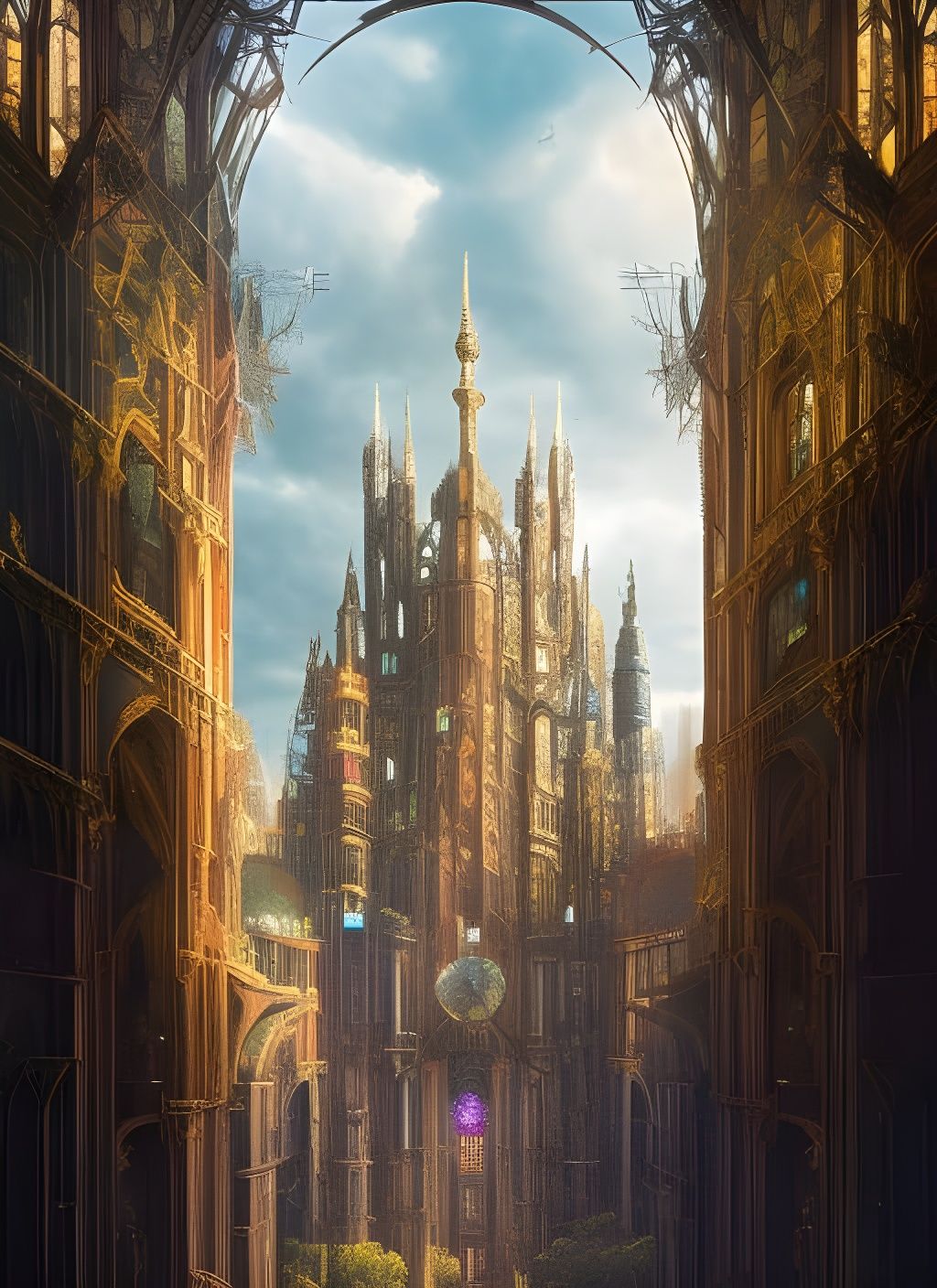 Golden gate panorama gothic Brunelleschi castle - AI Generated Artwork ...