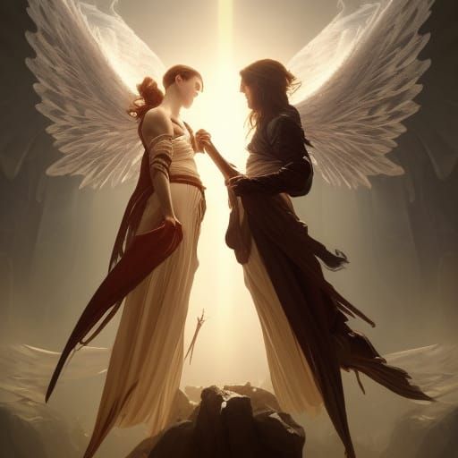 angel vs devil - AI Generated Artwork - NightCafe Creator