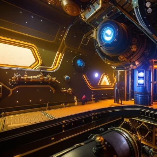 interior of the international steampunk space station steampunk engine ...