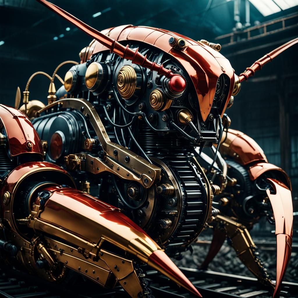 (((dark comic))), robot locomotive lobster, extreme detail, 8k ...