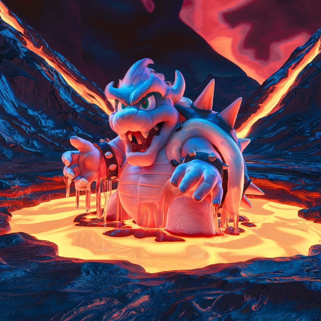 Bowser's ghost sees himself melting in lava - AI Generated Artwork ...