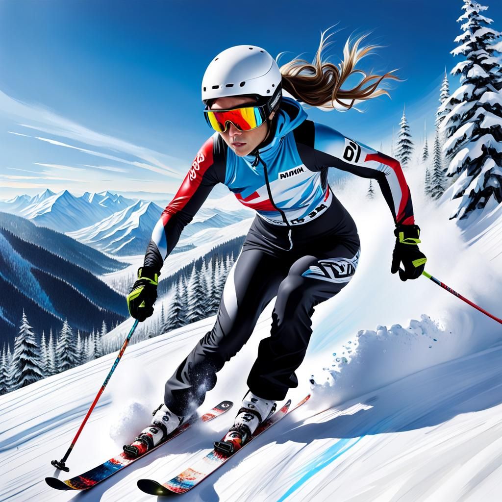 Ski racing - AI Generated Artwork - NightCafe Creator