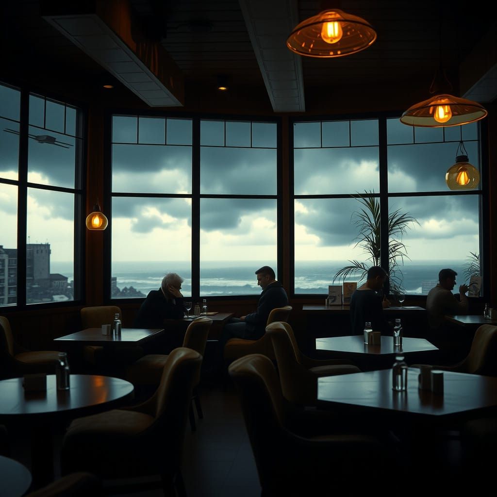 Cafe overlooking the water - Warmth and Solace in a Stormy C...