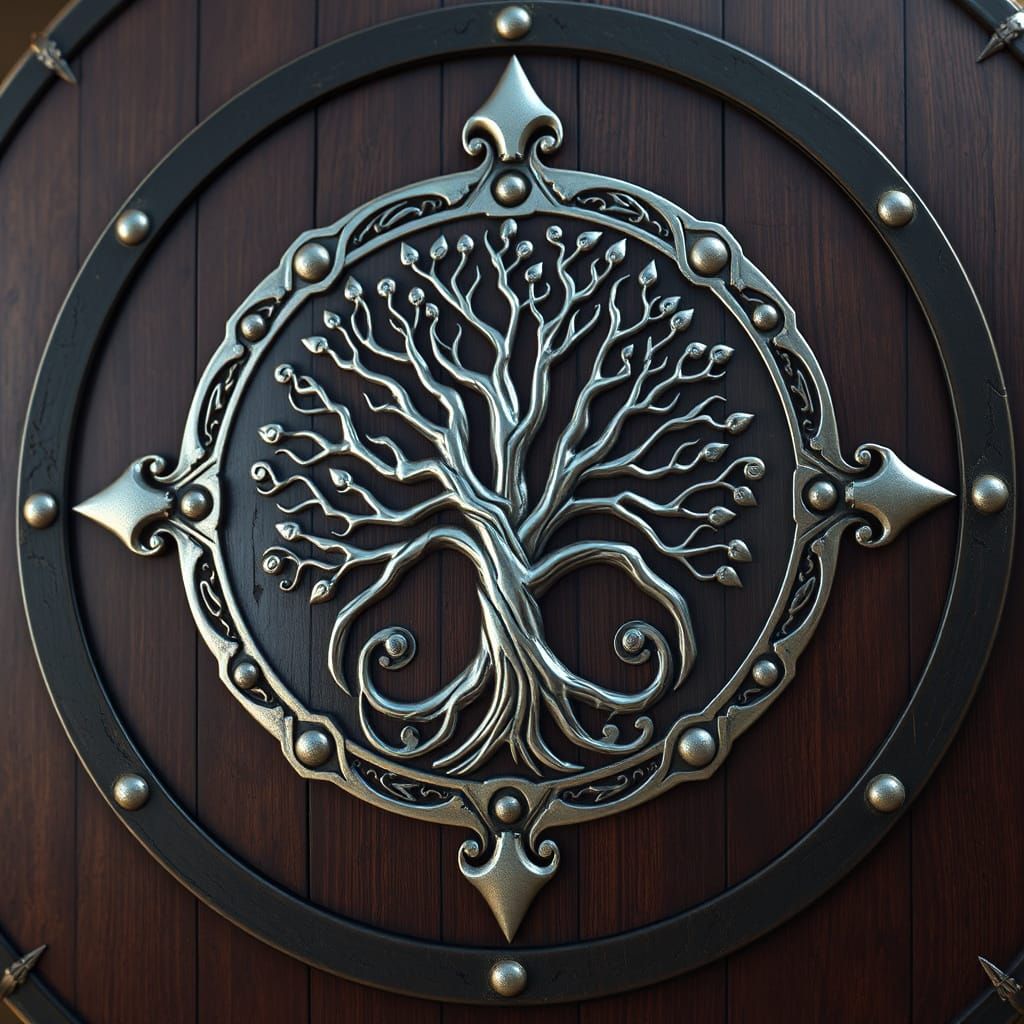 Noble Shield of the White Tree of Gondor in Rich W... - AI Art