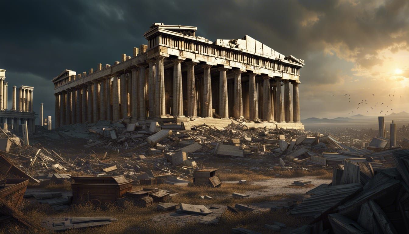 Greece Athens Parthenon post Apocalyptic - AI Generated Artwork ...