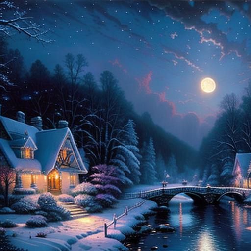 Thomas Kinkade: winter wonderland: beautiful: glittering snowflakes ...