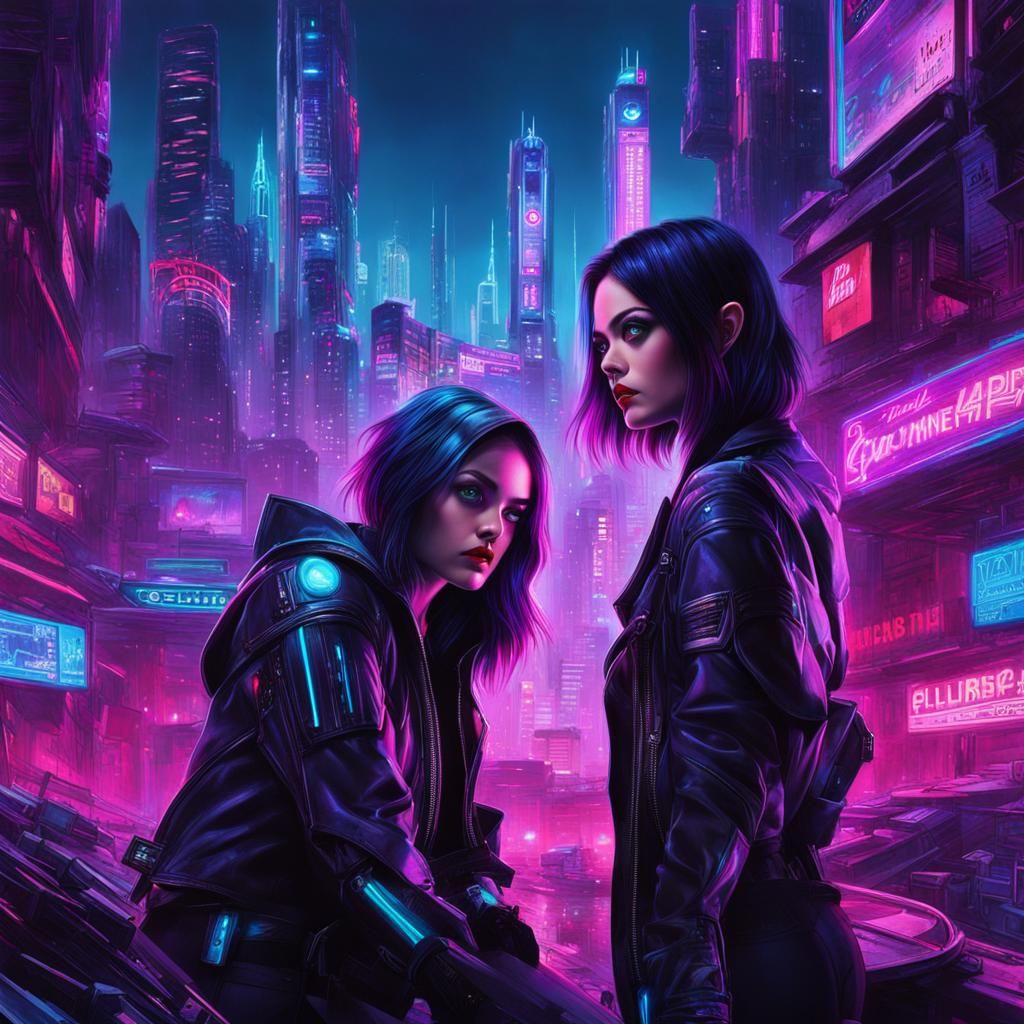 Cyberpunk Twins - AI Generated Artwork - NightCafe Creator