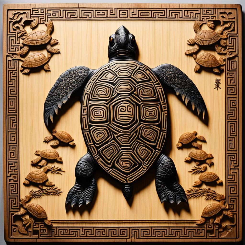 Turtle carved into a oujia board - AI Generated Artwork - NightCafe Creator