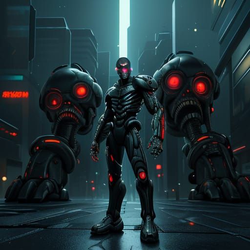 The terminator - Cyberpunk Cyborg Assassin in Dystopian Cit...