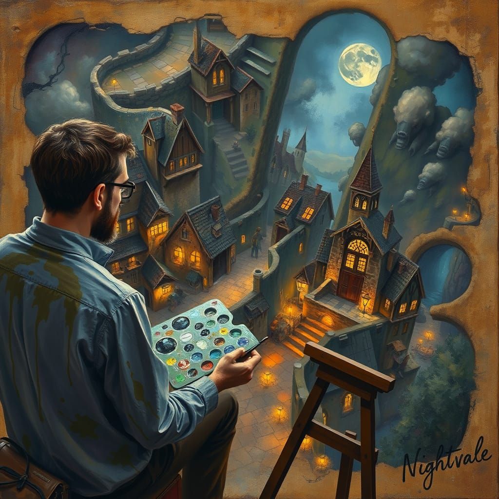 When Art Comes To Life - Enchanted Nightvale Townscape in Wh...