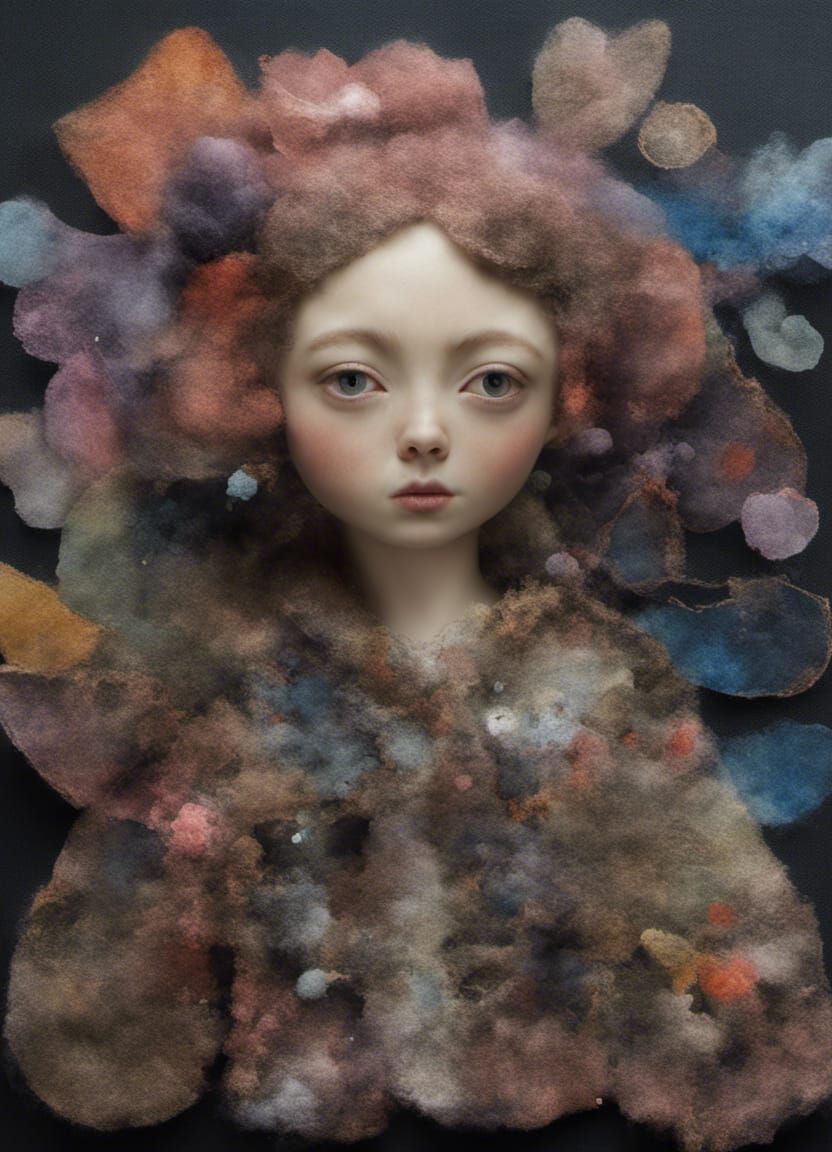 small piece patchwork figure, by 3D textile collage artist ...