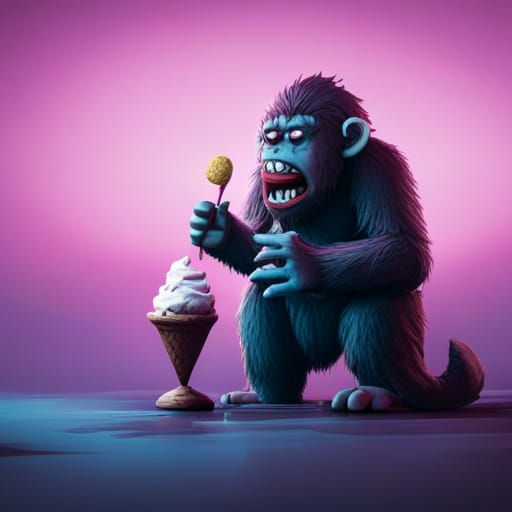 yeti eating an ice cream - AI Generated Artwork - NightCafe Creator