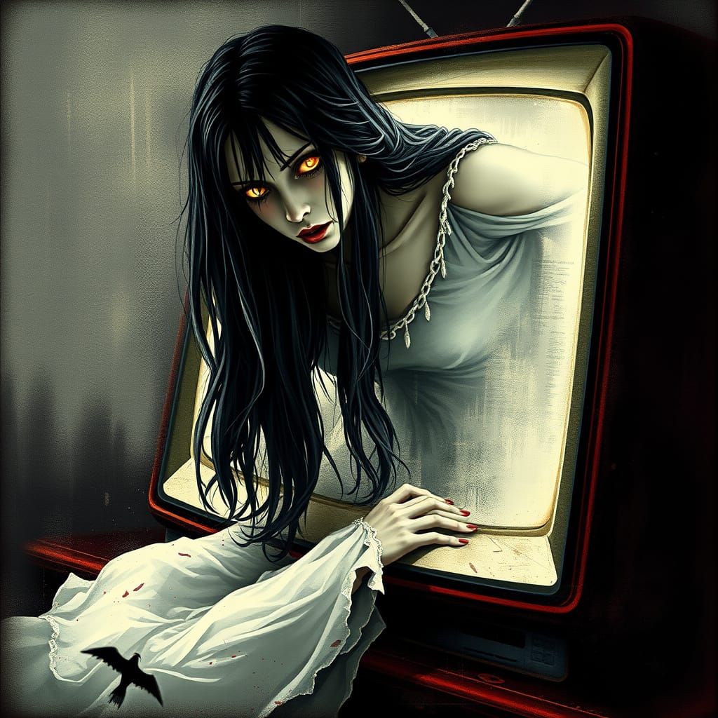 Samara coming out of the TV - Vengeful Spirit Emerges from S...