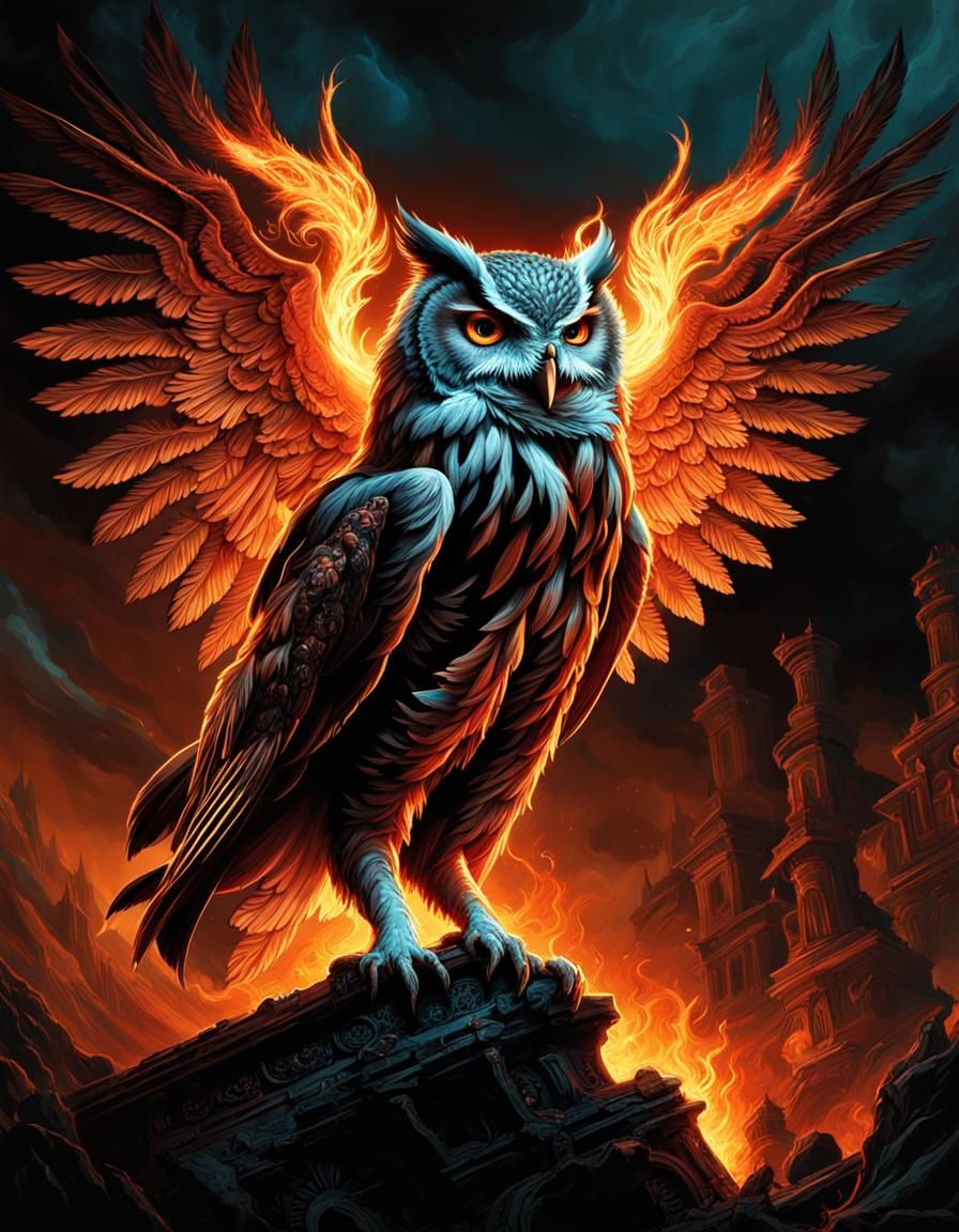 Fire Owl - AI Generated Artwork - NightCafe Creator