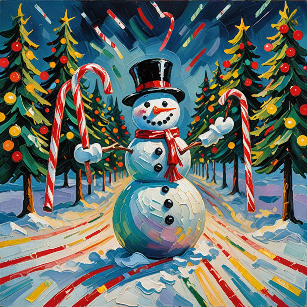 Vibrant Neo-Expressionist Christmas Scene in Oil P... - AI Art