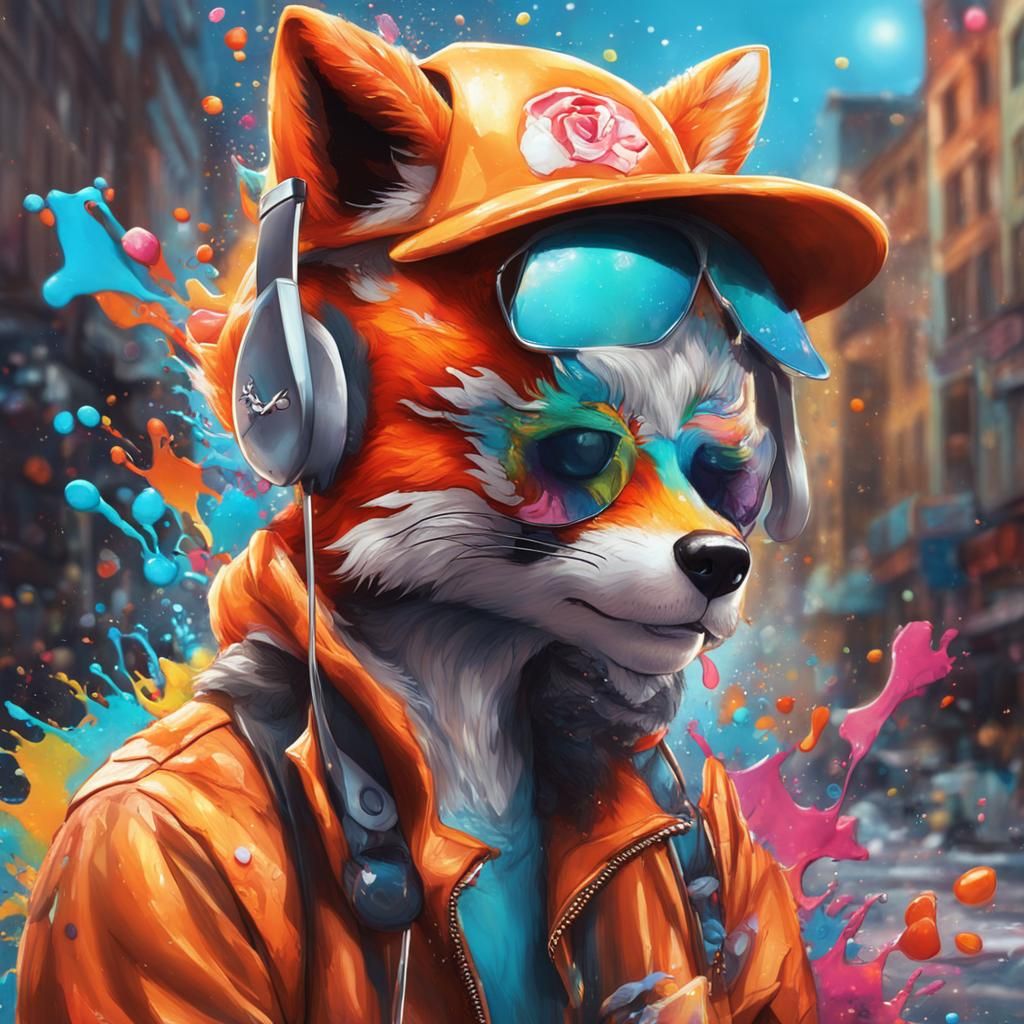 Beautiful fox pinup style cartoon character Hyperrealistic, splash art ...