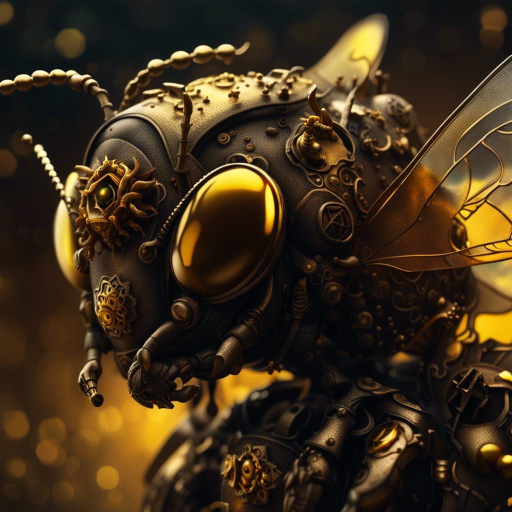 Mecha head like a bee - AI Generated Artwork - NightCafe Creator