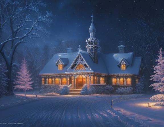 Thomas Kinkade: winter wonderland: beautiful: glittering snowflakes ...
