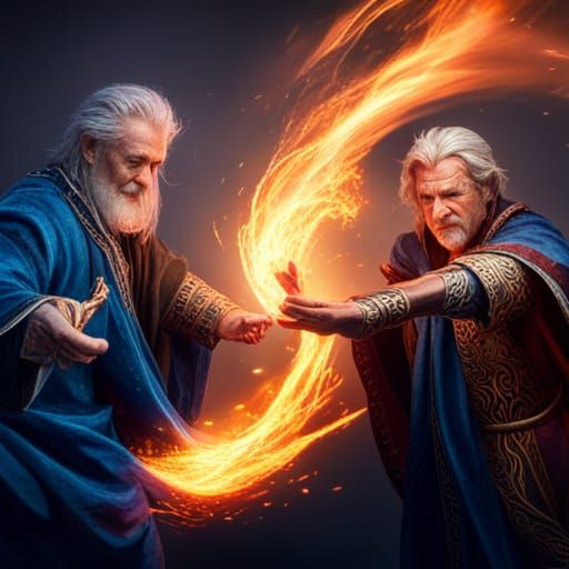 fight of the wizards - AI Generated Artwork - NightCafe Creator