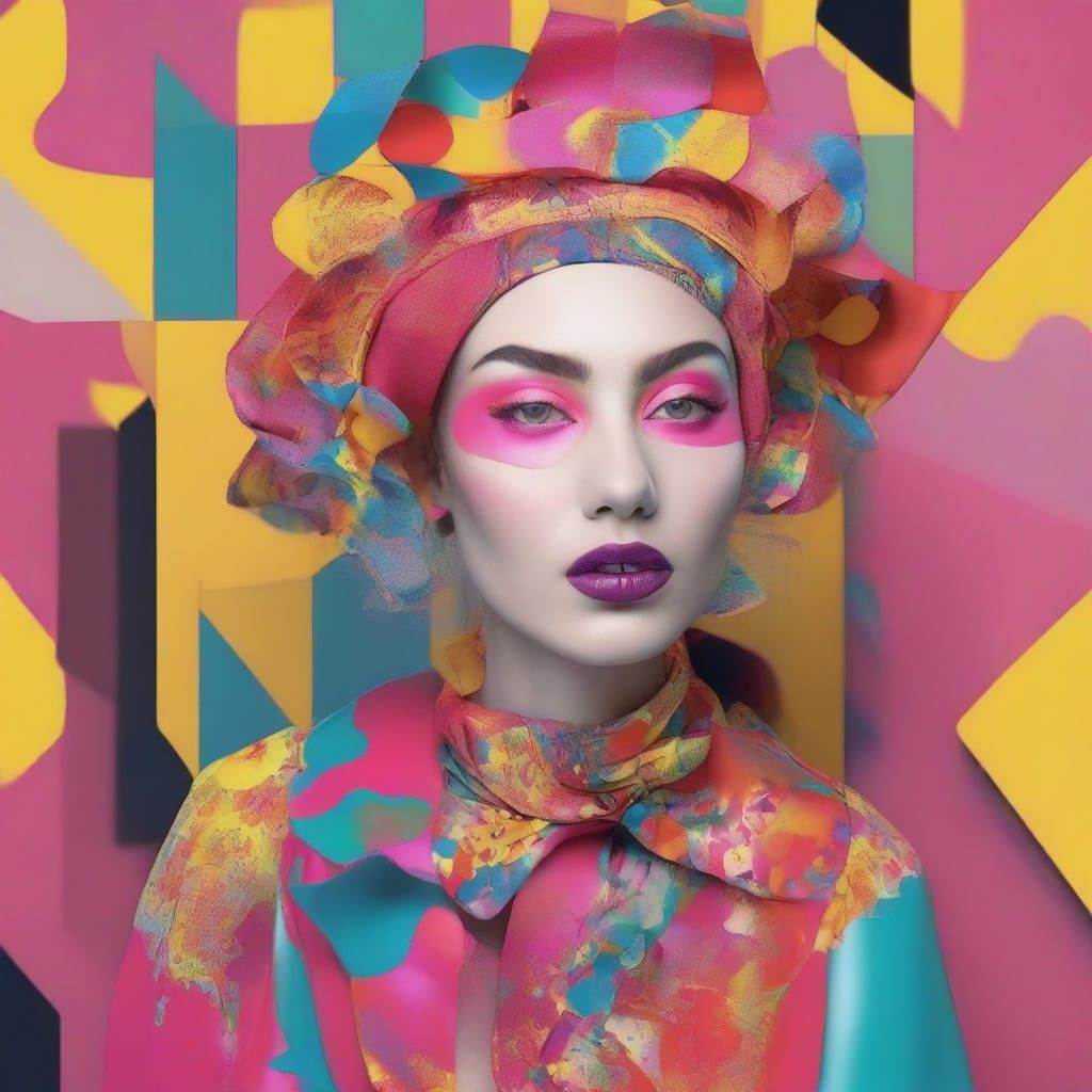 Stunning fantasy jester Screen print, pop art, splash screen art ...