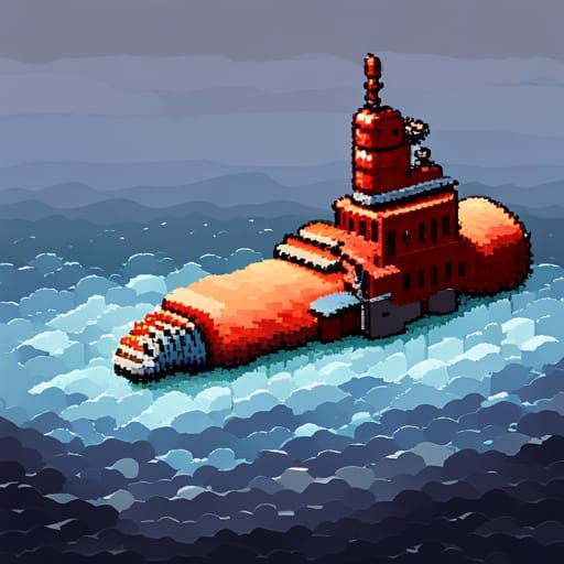 pixel art submarine - AI Generated Artwork - NightCafe Creator