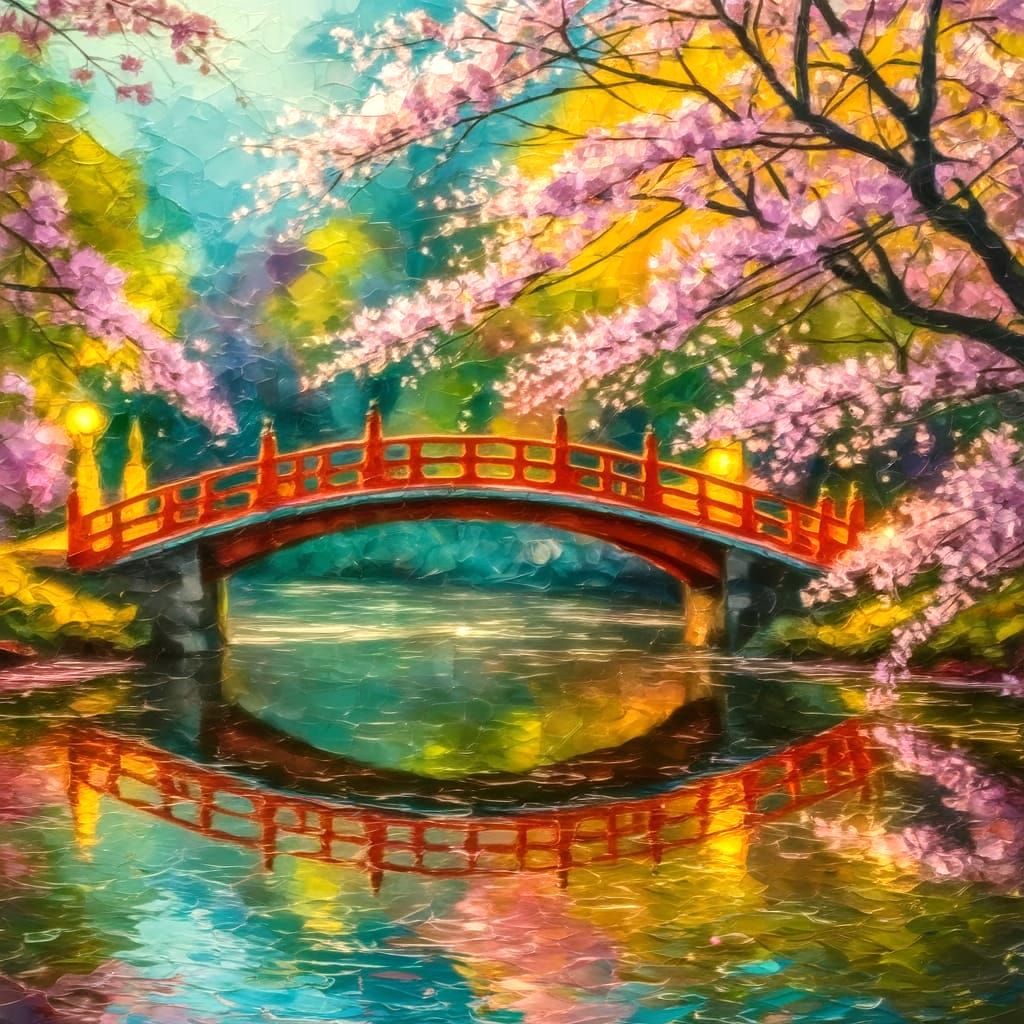 Cherry Blossom Traditional Edo Bridge, Japan