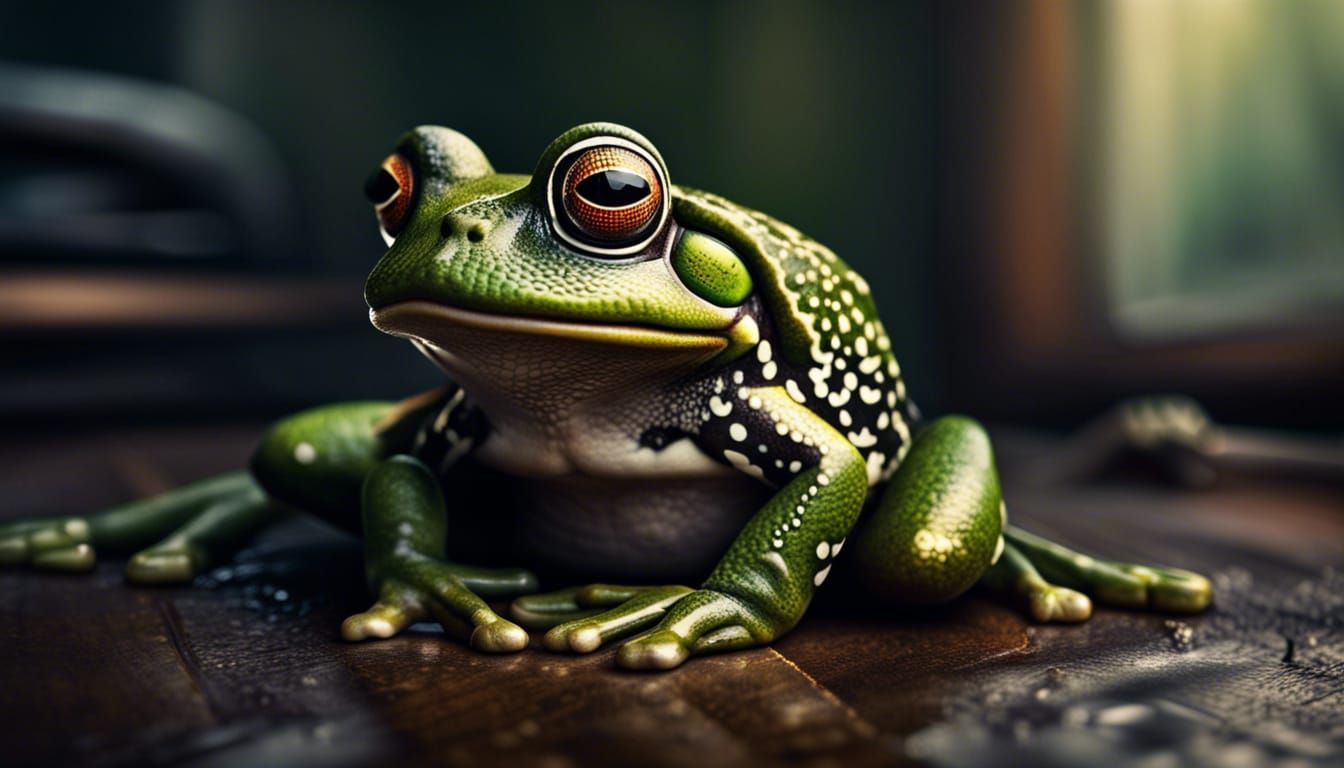 Wednesday frog chilling and sending to you hello - AI Generated Artwork ...