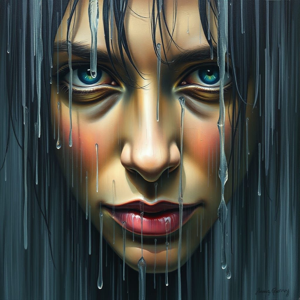A face is completely built of rain - A Surreal Portrait of R...