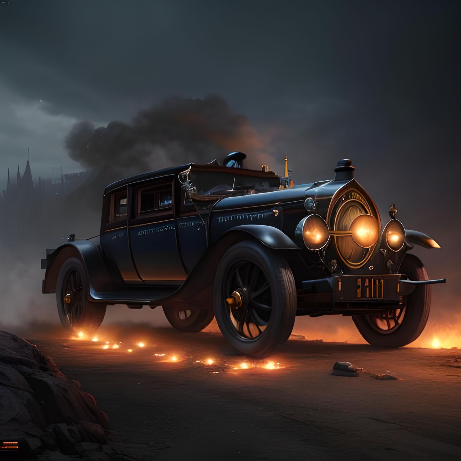 Steam power car, detailed matte painting, deep color, fantastical ...