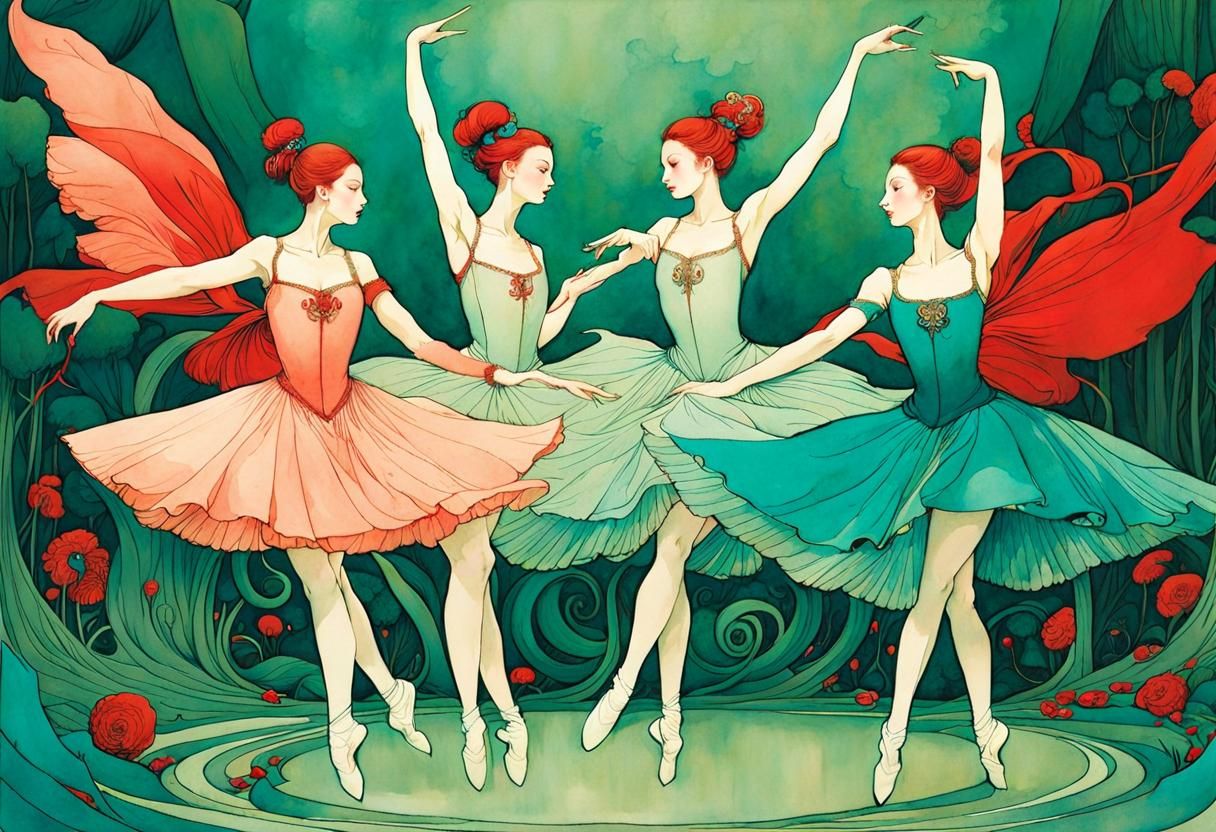 red-haired ballerinas - AI Generated Artwork - NightCafe Creator