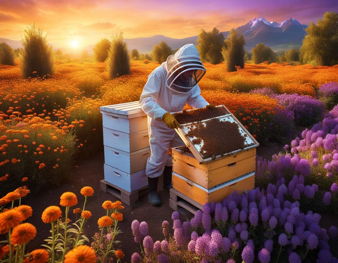 Taking care of bees - helping the ecosystem - AI Generated Artwork ...