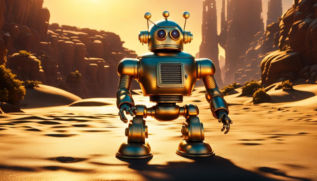 Funky robot on an alien planet - AI Generated Artwork - NightCafe Creator