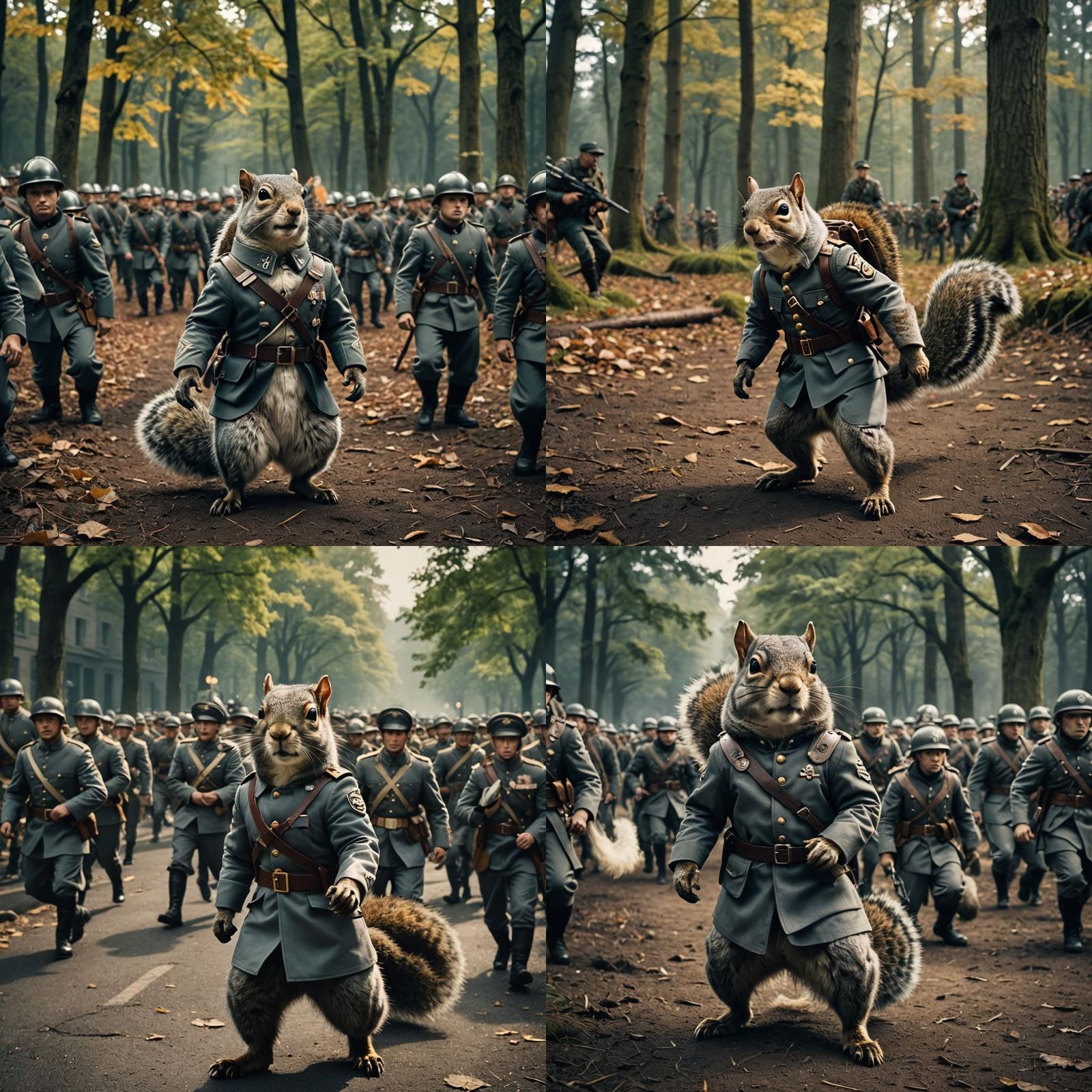 Muscular Grey squirrel in legionnaire uniform leading an uprising - AI ...