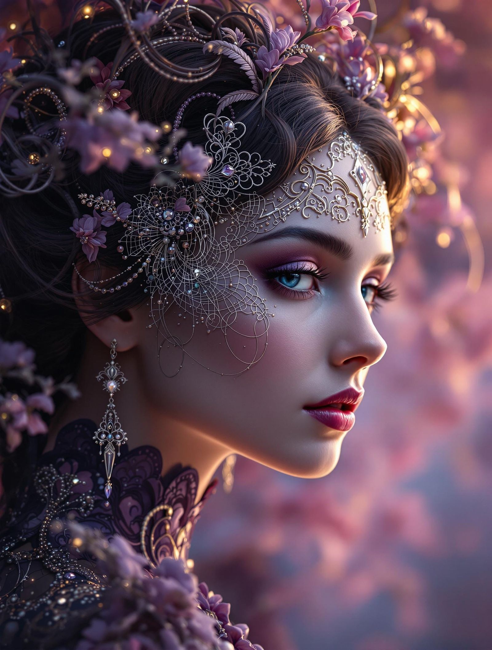 Elegant Edwardian Woman in Lavender Hues - AI Art