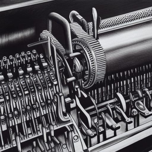 typewriting machine mechanics - AI Generated Artwork - NightCafe Creator