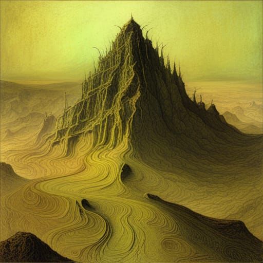 Saggy wrinkled alien mountain landscape - AI Generated Artwork - NightCafe Creator