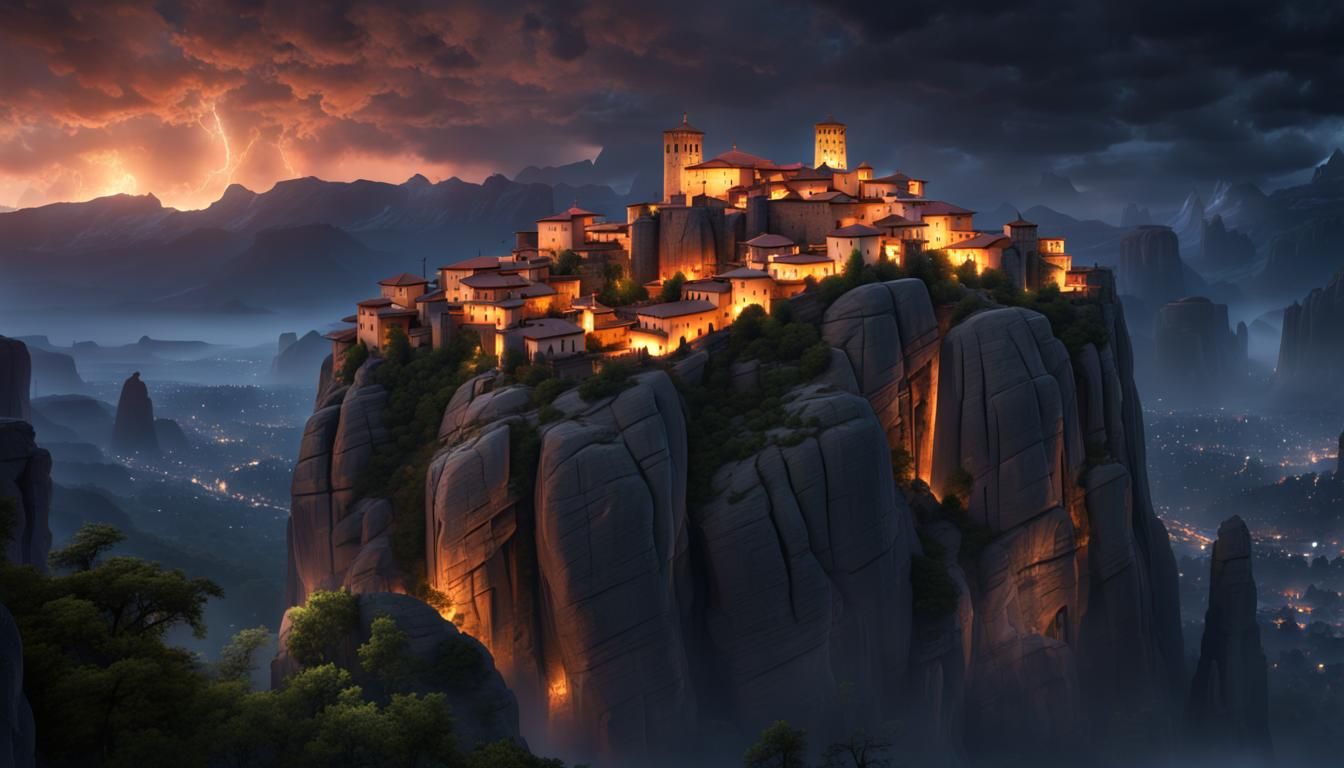 The monastery Meteora in Greece - AI Generated Artwork - NightCafe Creator
