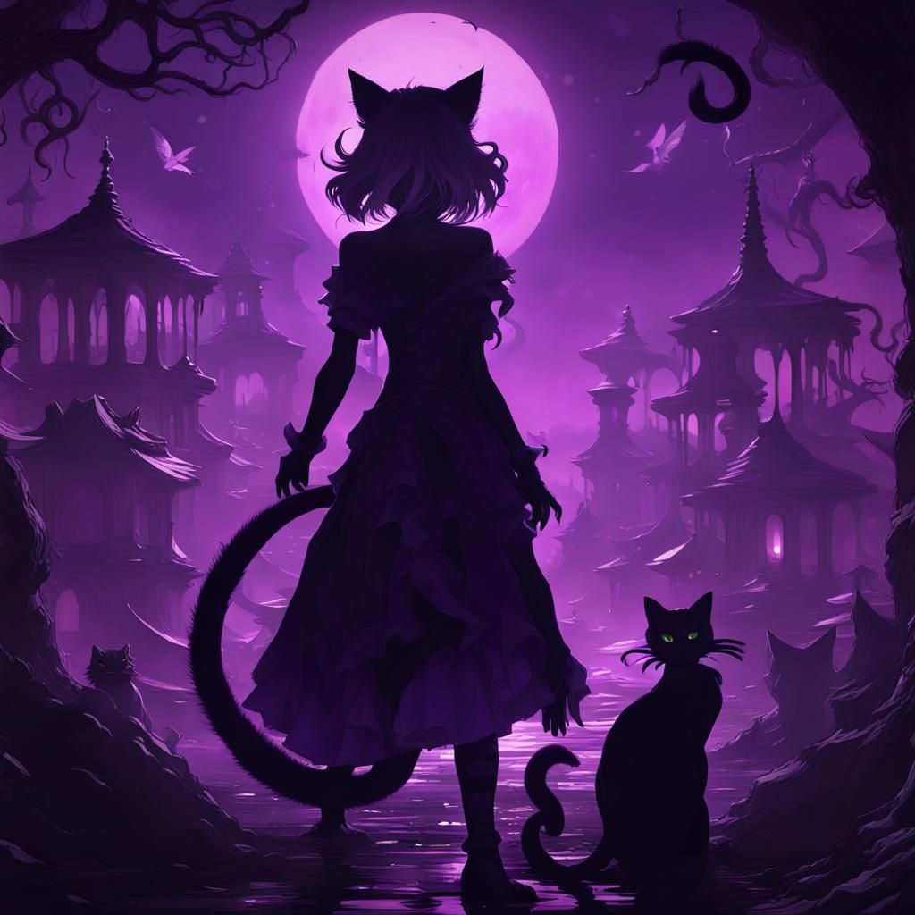 Silhouette of Cheshire cat Girl - AI Generated Artwork - NightCafe Creator
