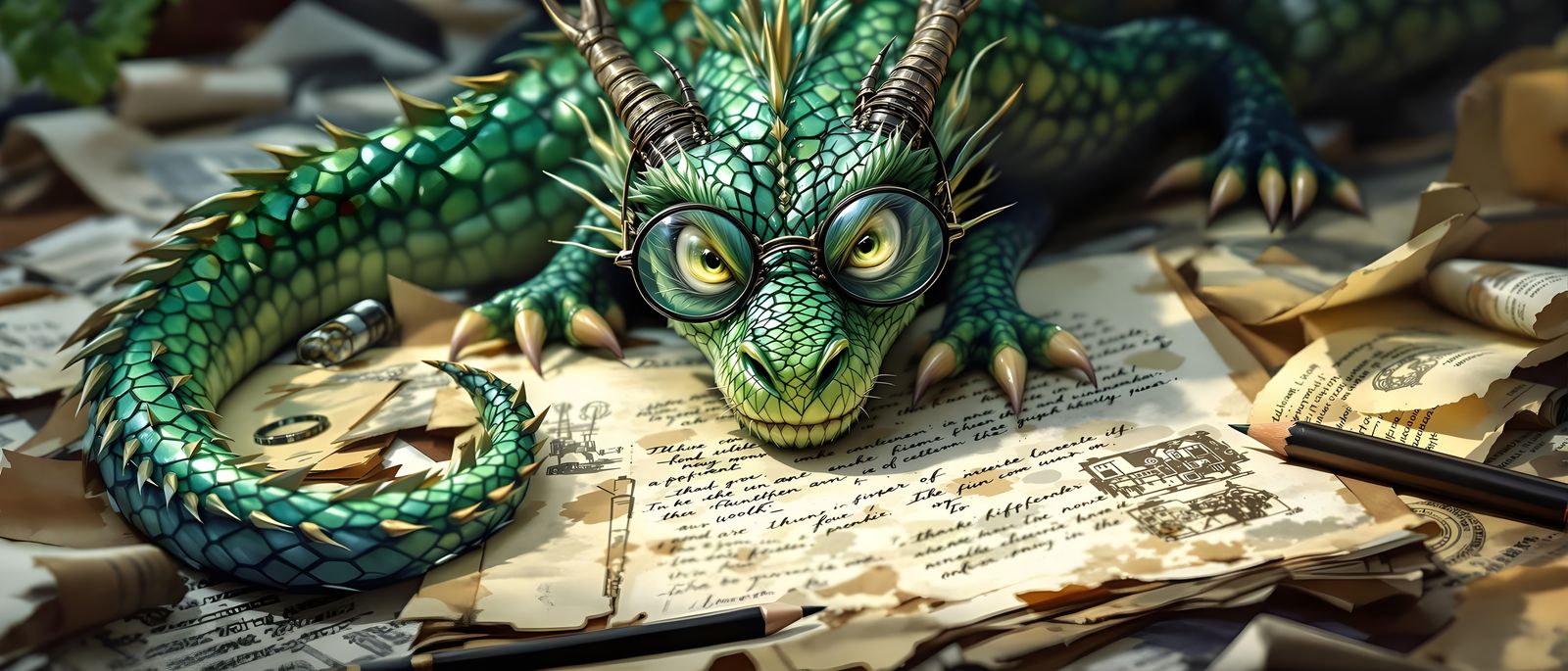 Spikey, The Book Dragon - Whimsical Bookworm Dragon in Renai...