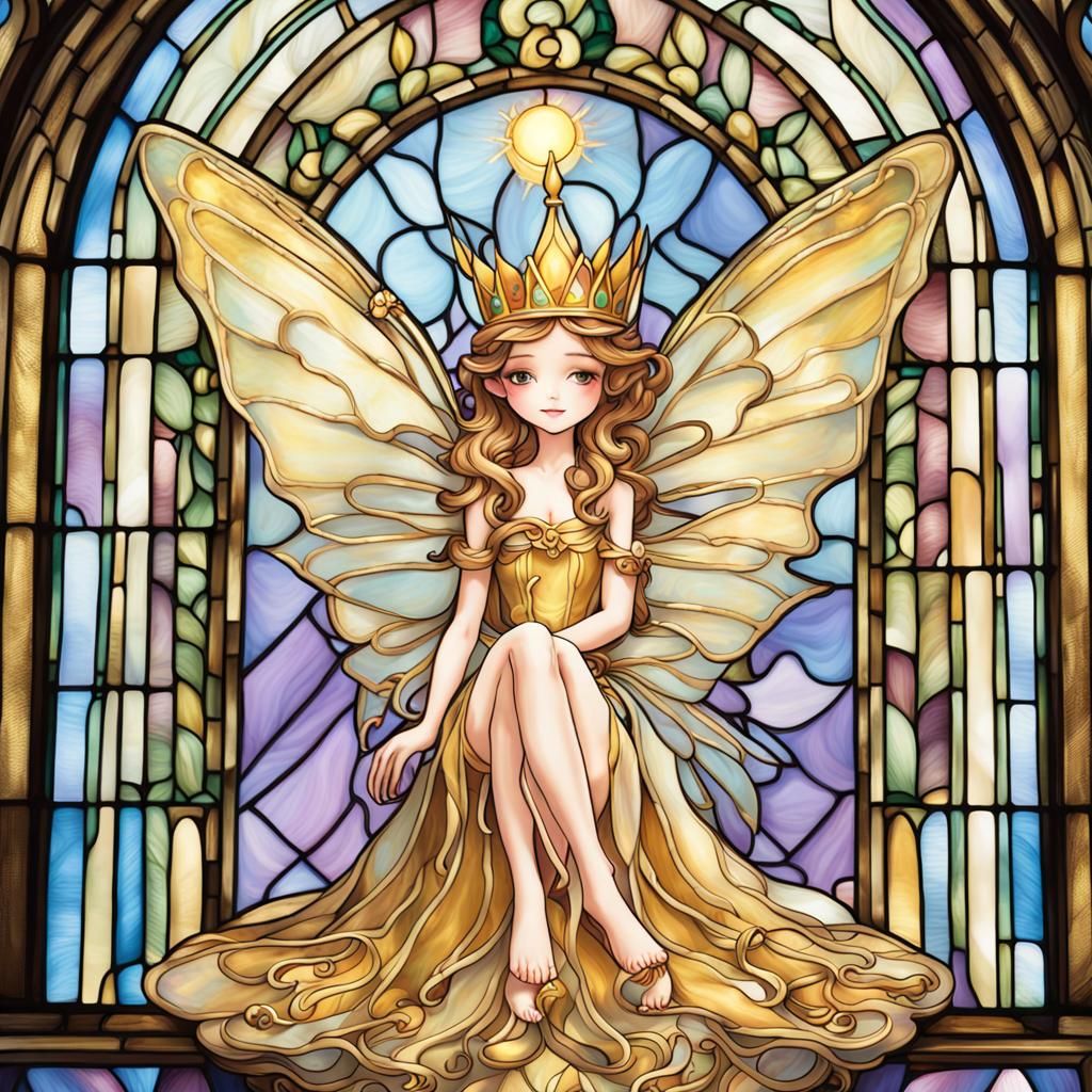 "Delicate Cake Elf Fairy with large wings and decorative crown sitting ...