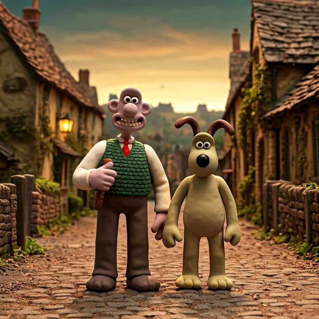 Rustic British Village Characters in Claymation St... - AI Art