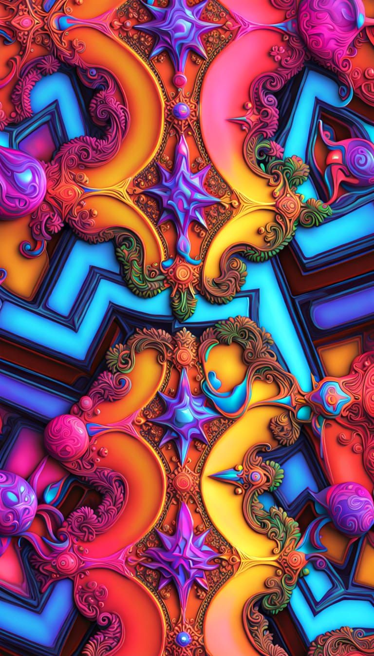Psychedelic Art in Vibrant Color Gradients and 3D ... - AI Art