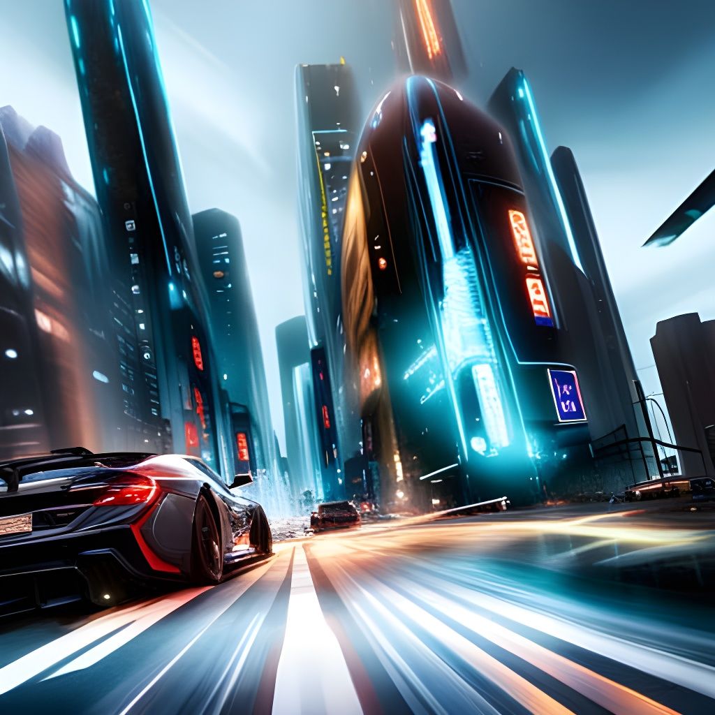 Cyber City Street Race - AI Generated Artwork - NightCafe Creator