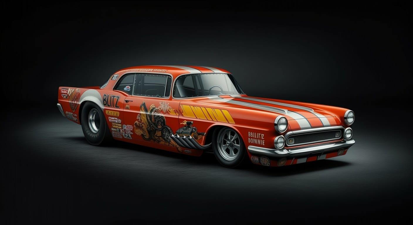 WW2-Inspired Funny Car with Blitz Livery and Vinta... - AI Art