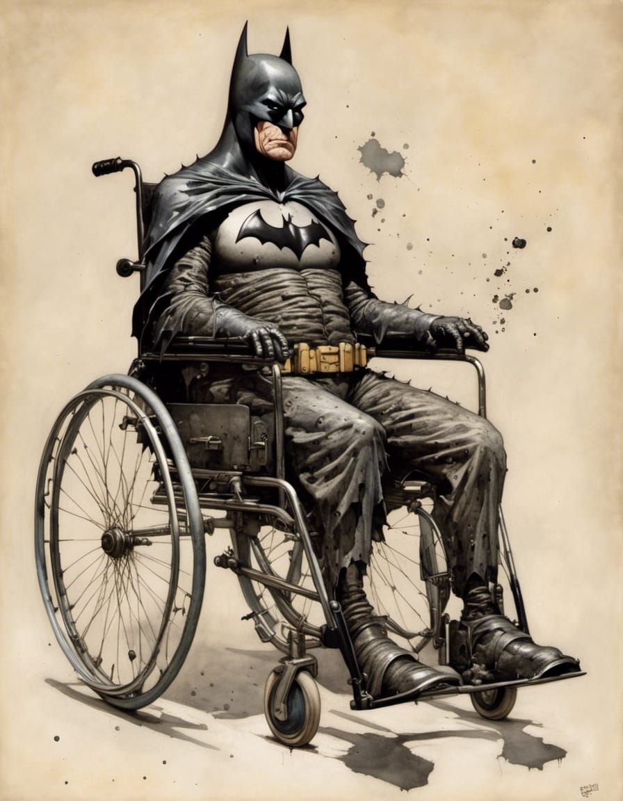 "Elderly Batman in a Wheelchair" - AI Generated Artwork - NightCafe Creator
